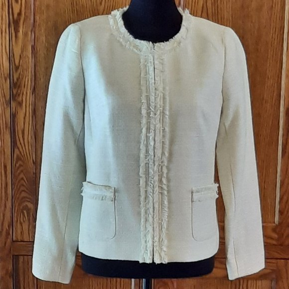 Talbots | Jackets & Coats | Talbots Cream Tweed Jacket Nwot Size 8p ...
